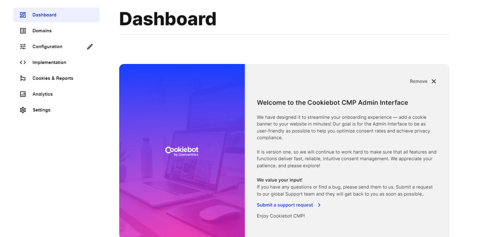 Guía de instalación y configuración de Cookiebot CMP